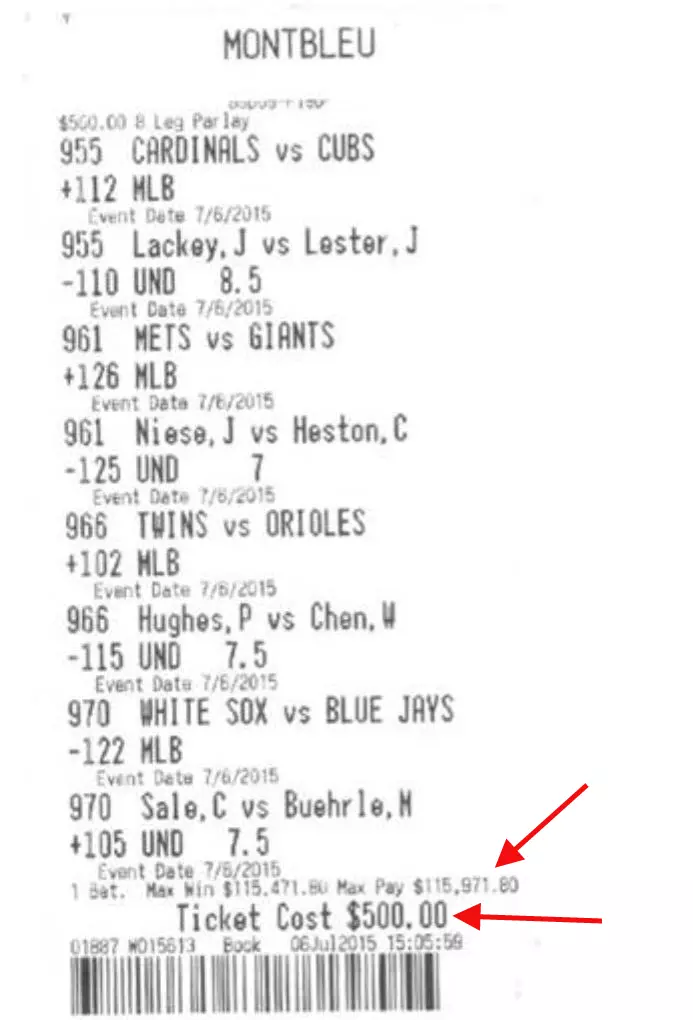 Nu maen judi anu paling untung kantos janten $ 500 janten $ 115,000 sareng Baseball Parlay Edan Dalapan Game 13424_1