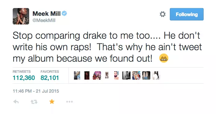 Meek Mill şeva borî çû ser Twitterek dîn û har û Drake bi Tiştek Xerab tawanbar kir 26016_2