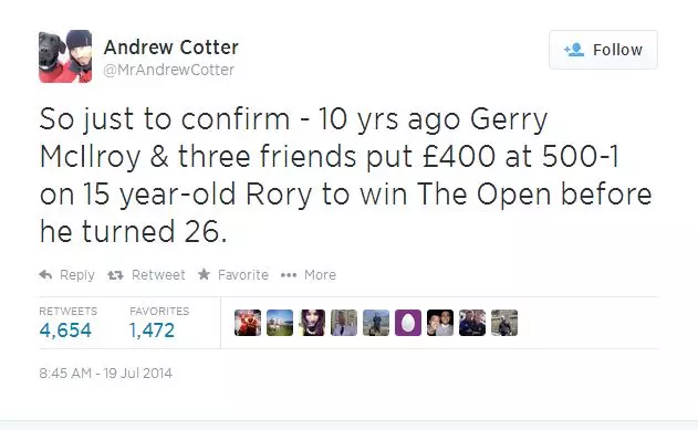 10 років тому тато Рорі Макілроя зробив ставку на 200 доларів, що його син виграє British Open до того, як йому виповнилося 26… Дивовижна історія. 29212_1